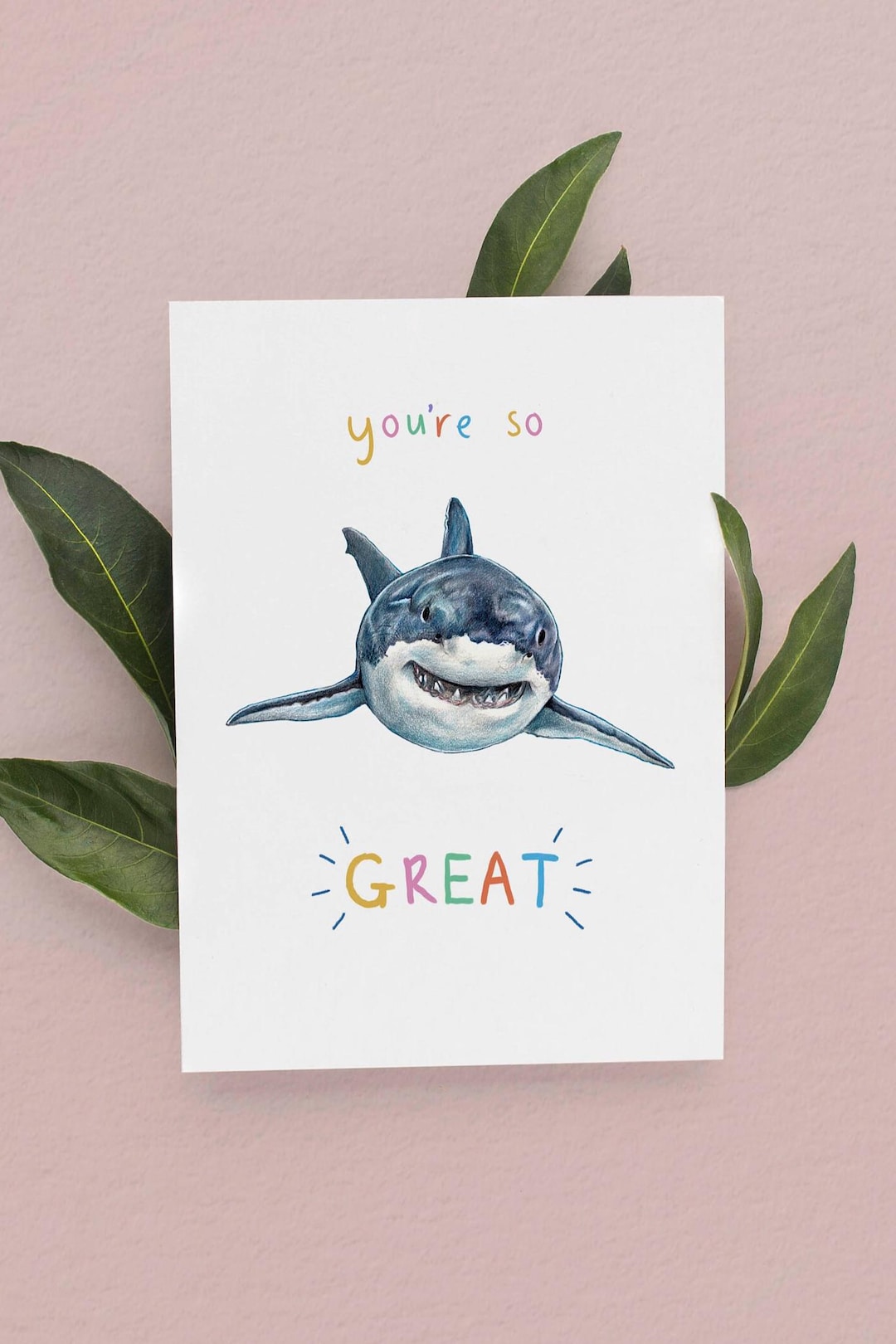 Great White Shark Card, Thank You Cards, Cards for Her, Pet Sitting ...