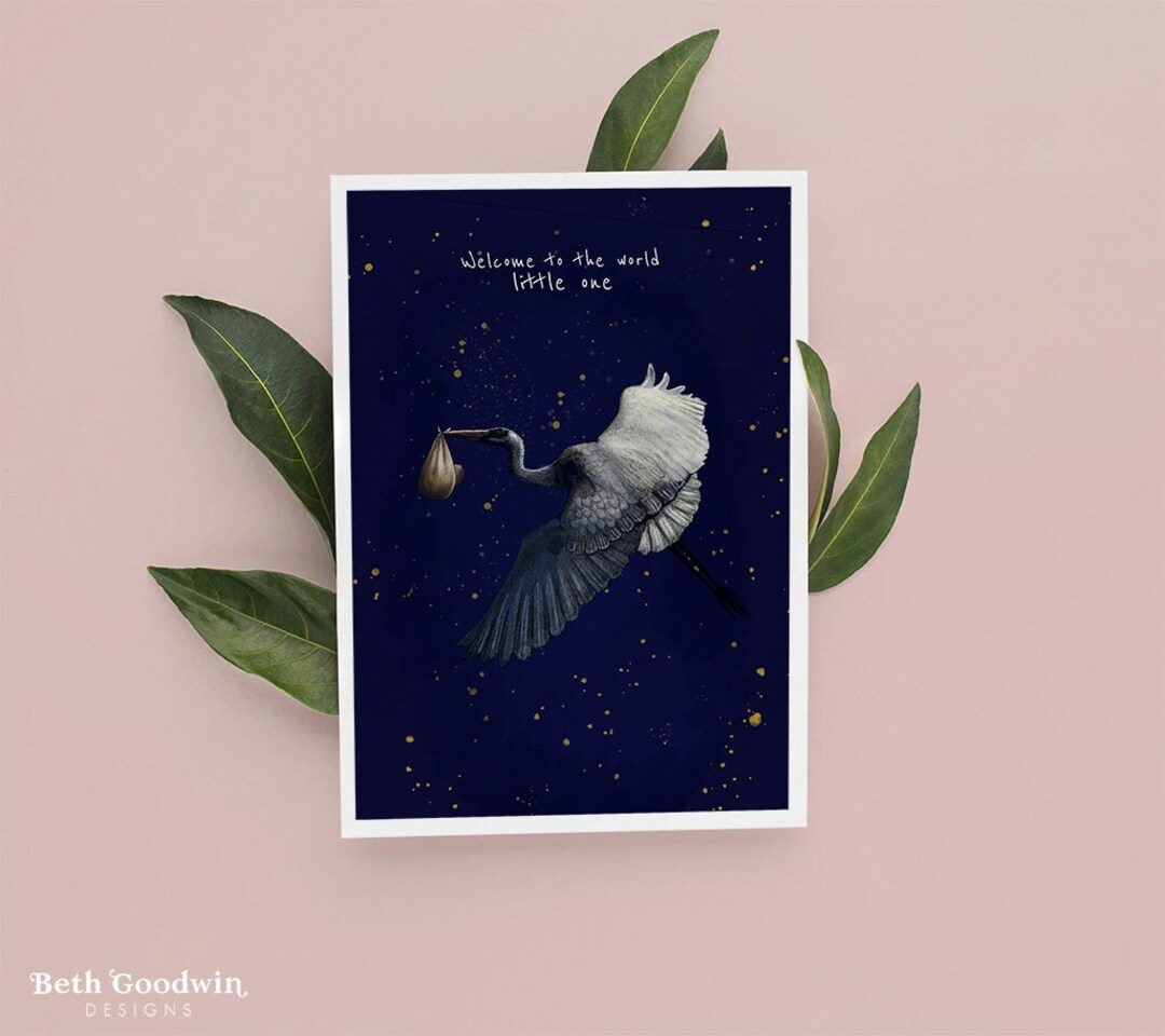 New Baby Stork Card, Baby Cards, Stork Baby Cards, Stork Card ...