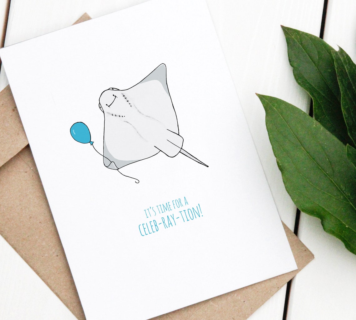Sting Ray Card, Birthday Card, Cute Birthday Card, Funny Cards ...