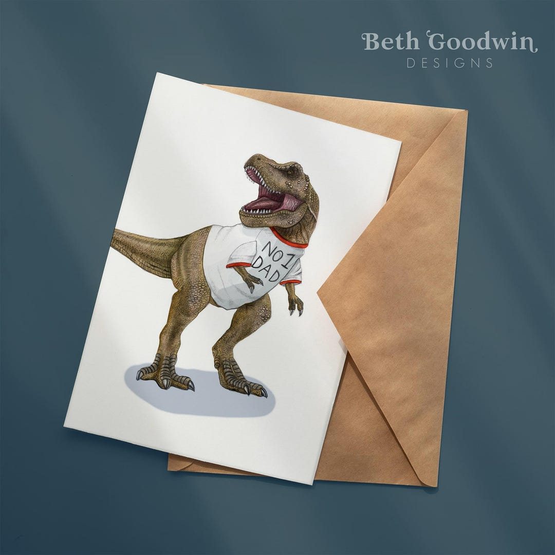 T-rex Birthday Card for Dad, Funny Birthday Card, Card for Dad, Dads ...