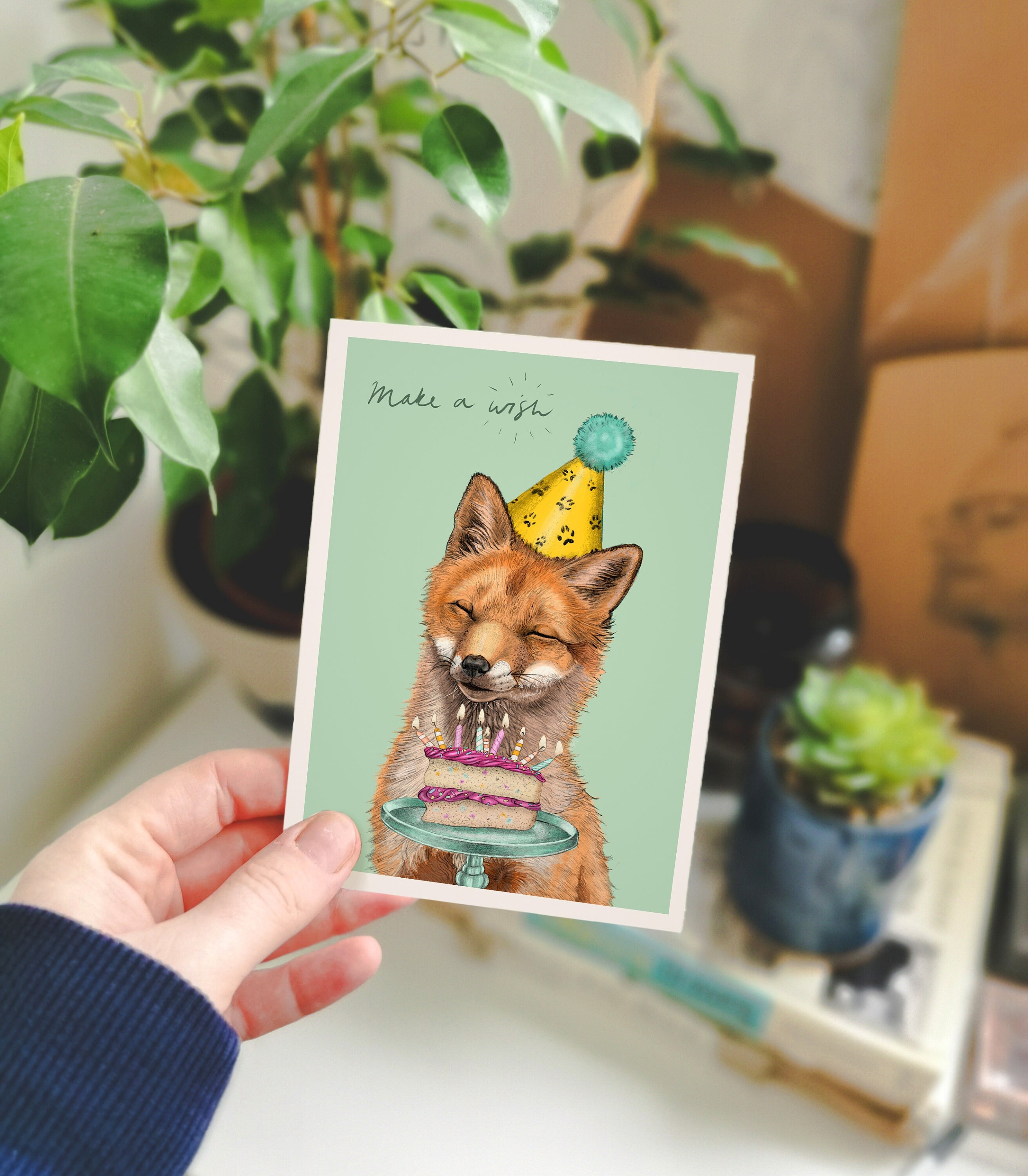 Birthday Fox Card Fox Card Fox Birthday Card Make a Wish - Etsy UK