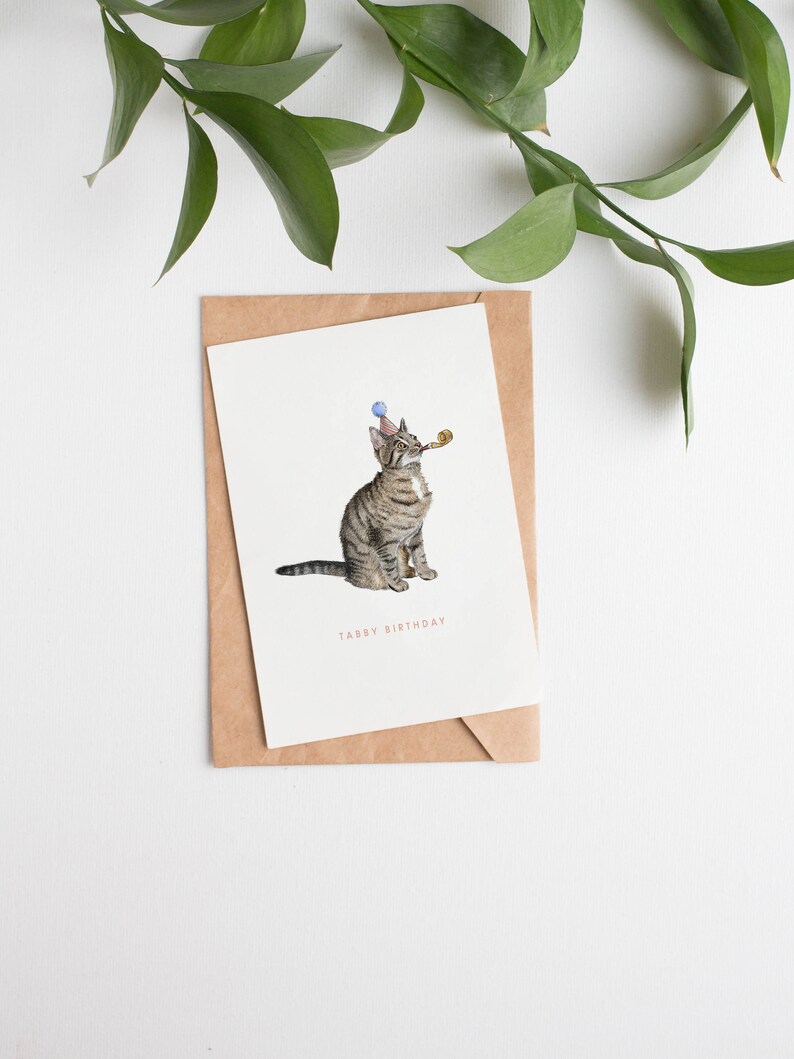 Tabby Cat Birthday Card Cat Birthday Cat Tabby Birthday - Etsy