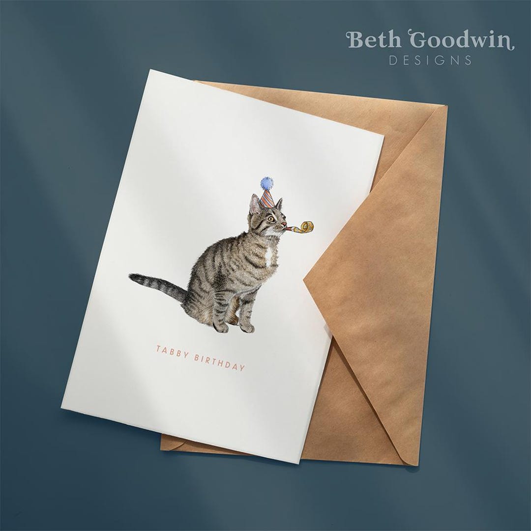 Tabby Cat Birthday Card, Cat Birthday Cat, Tabby Birthday Card, Funny ...