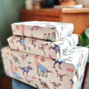 Dinosaurs & Biscuits Wrapping Paper | Dinosaur Wrapping Paper ...