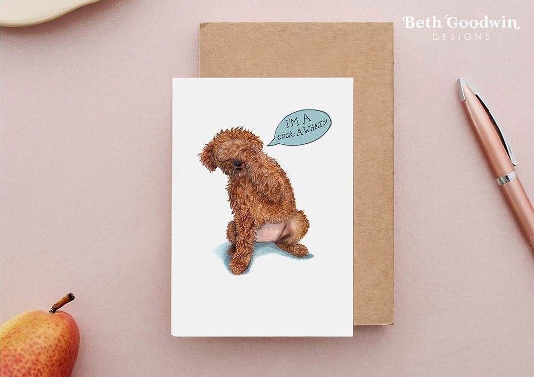 Funny Cockapoo Card, Cockapoo Gifts, Doodle Birthday Card, Cockapoo ...