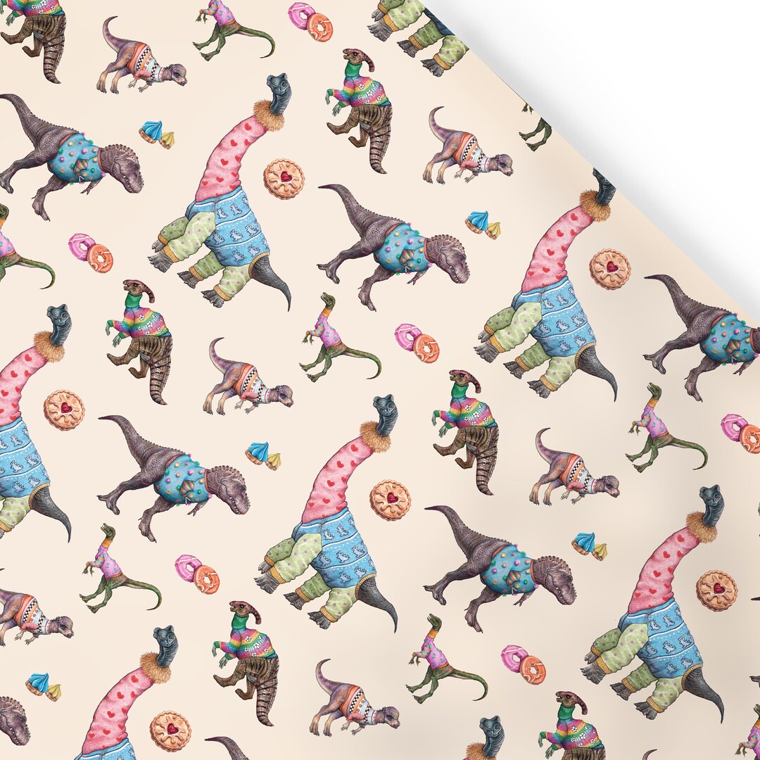 Dinosaurs & Biscuits Wrapping Paper | Dinosaur Wrapping Paper ...