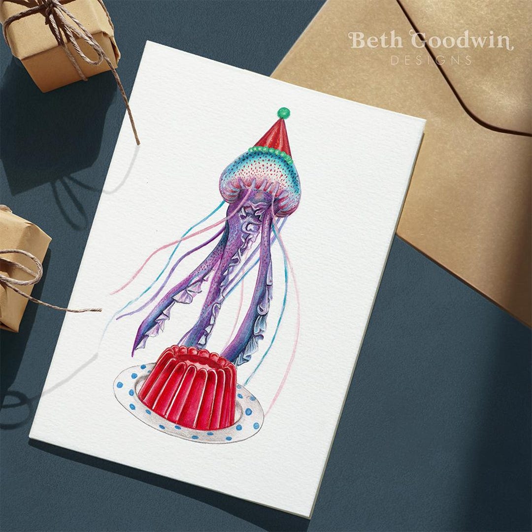 Jellyfish Card, Jelly Birthday Card, Funny Birthday Cards - Etsy
