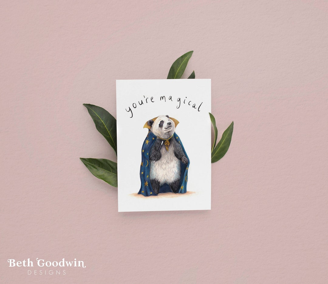 Cute Panda Card, Magician Panda, Birthday Card for Children - Etsy