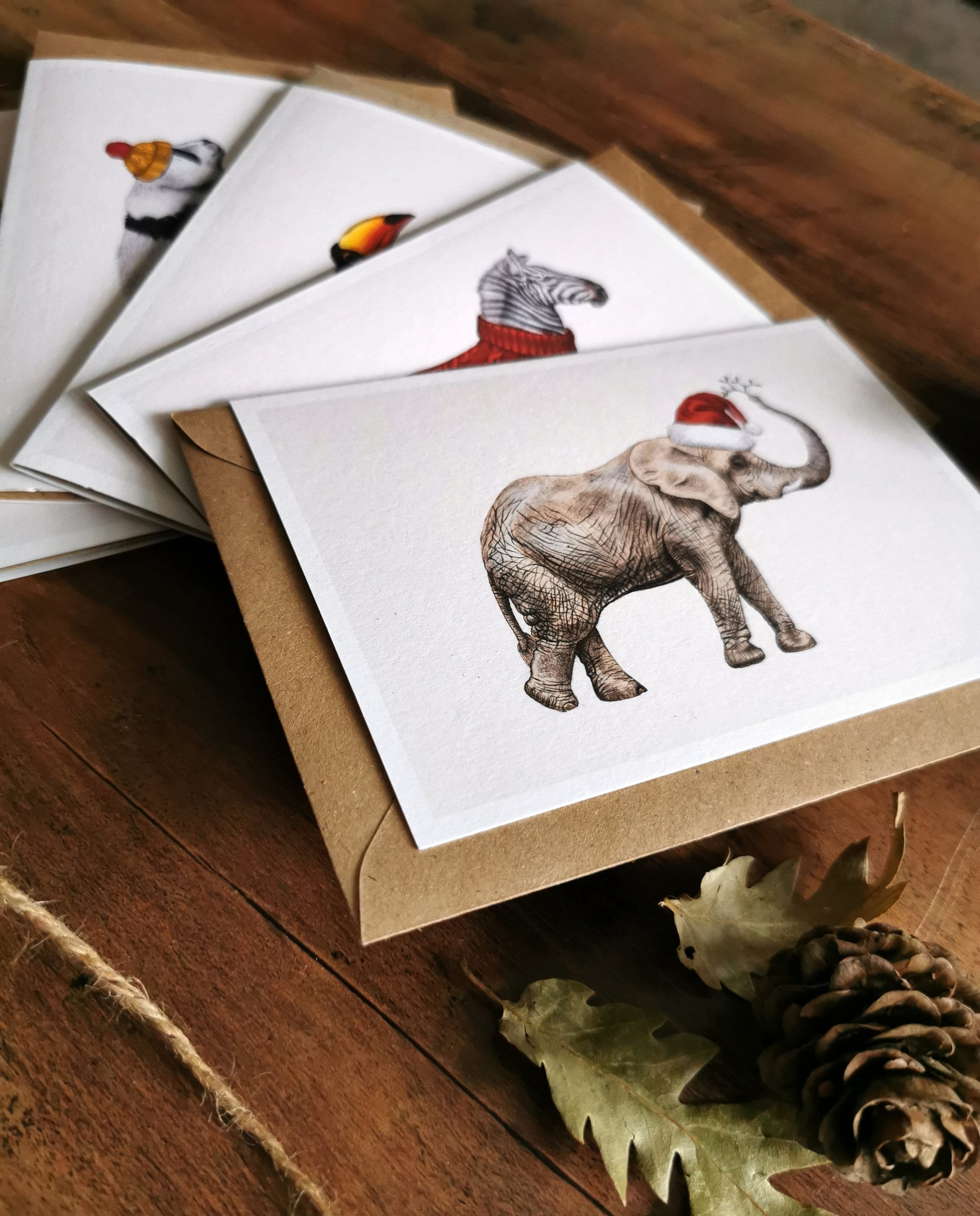 Set of 5 Christmas Safari Cards Christmas Animals Card Set | Etsy