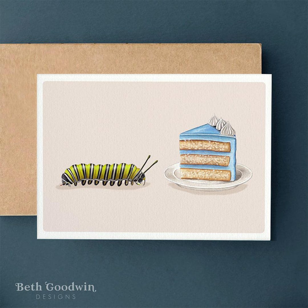 Caterpillar Cake Birthday Card, Birthday Card, Funny Birthday Card ...