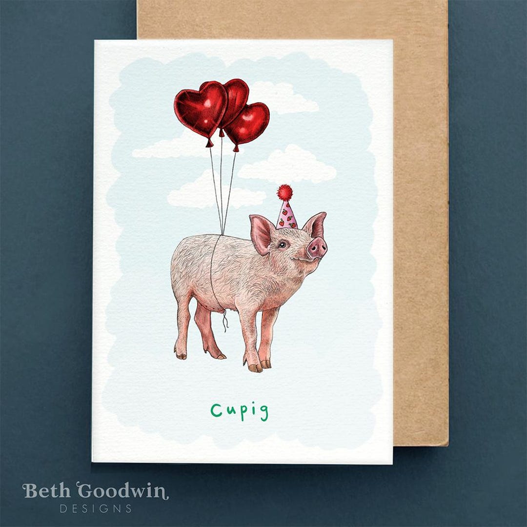 Cupig Card, Anniversary Card, Pig Cards, Cute Anniversary Cards, Pig ...