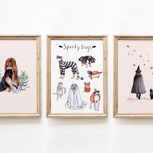 Spooky Dogs Illustration | Halloween Dogs Print | Dog Wall Art ...