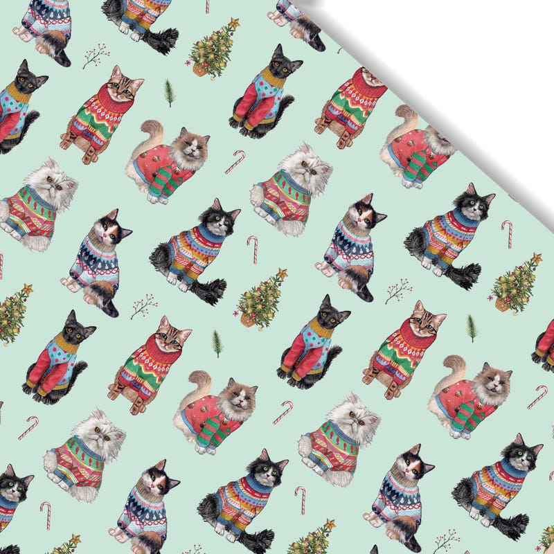 Cat Wrapping Paper Xmas - Etsy UK