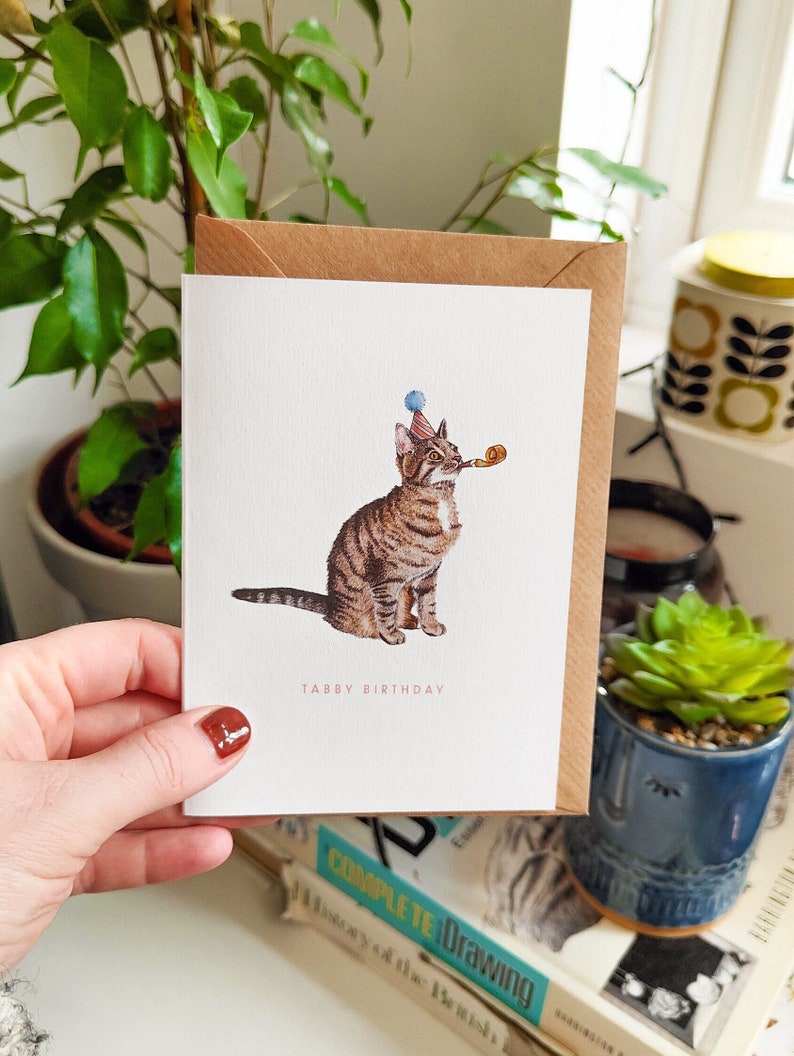 Tabby Cat Birthday Card Cat Birthday Cat Tabby Birthday - Etsy