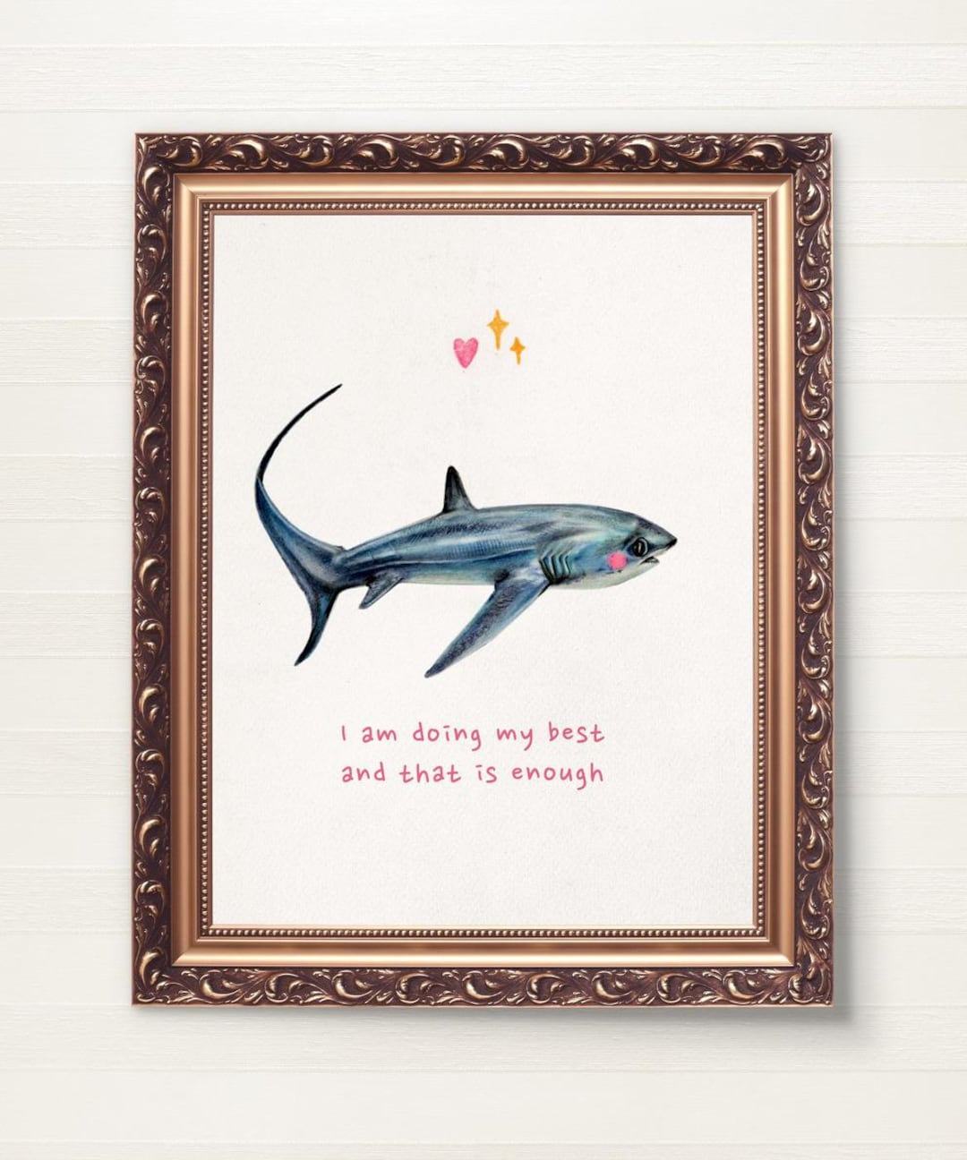 Thresher Shark Print, Positive Affirmation Wall Art, Cute Shark ...