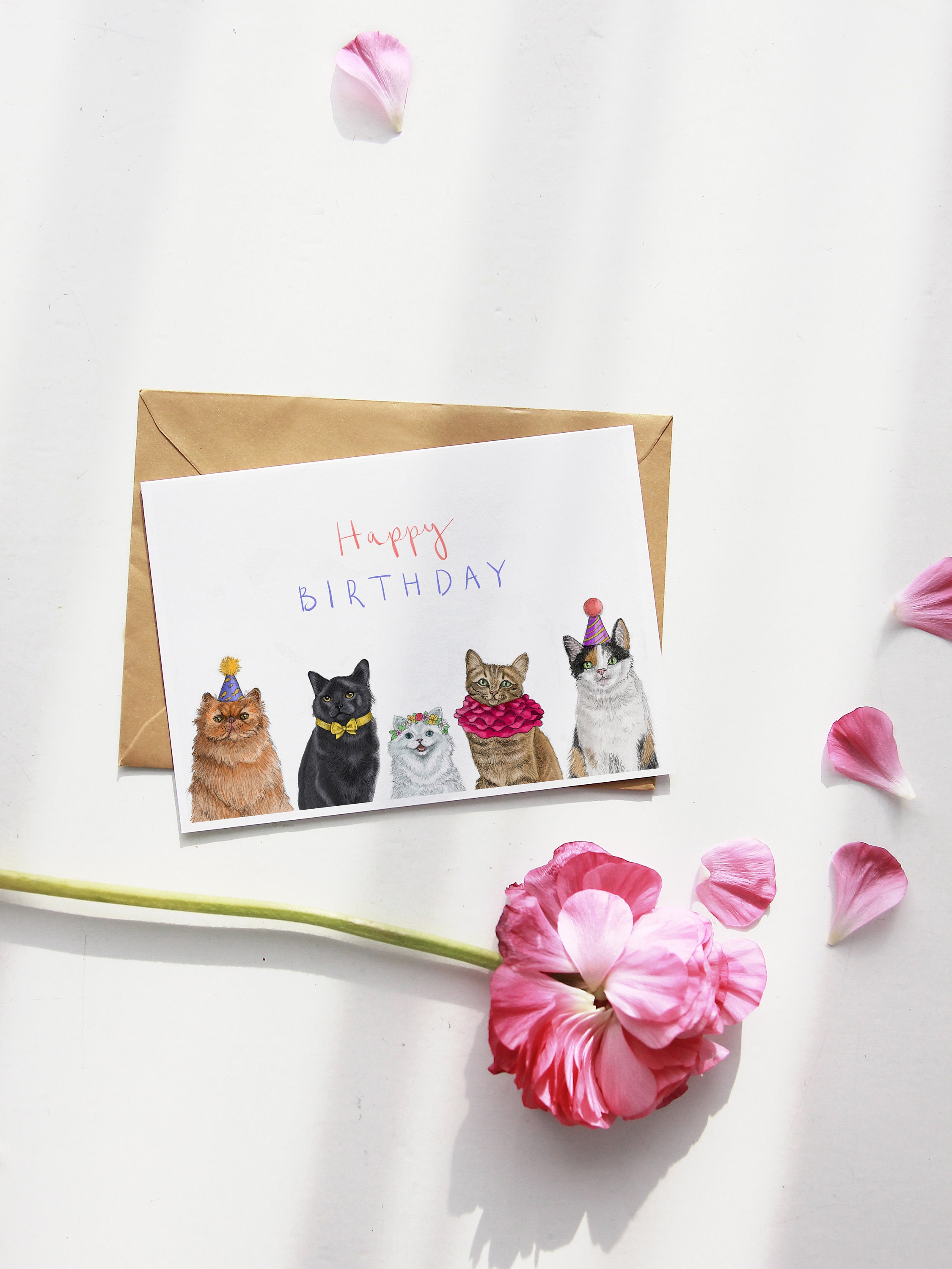 Cat Birthday Card Birthday Cards Cats Birthday Cards Party - Etsy