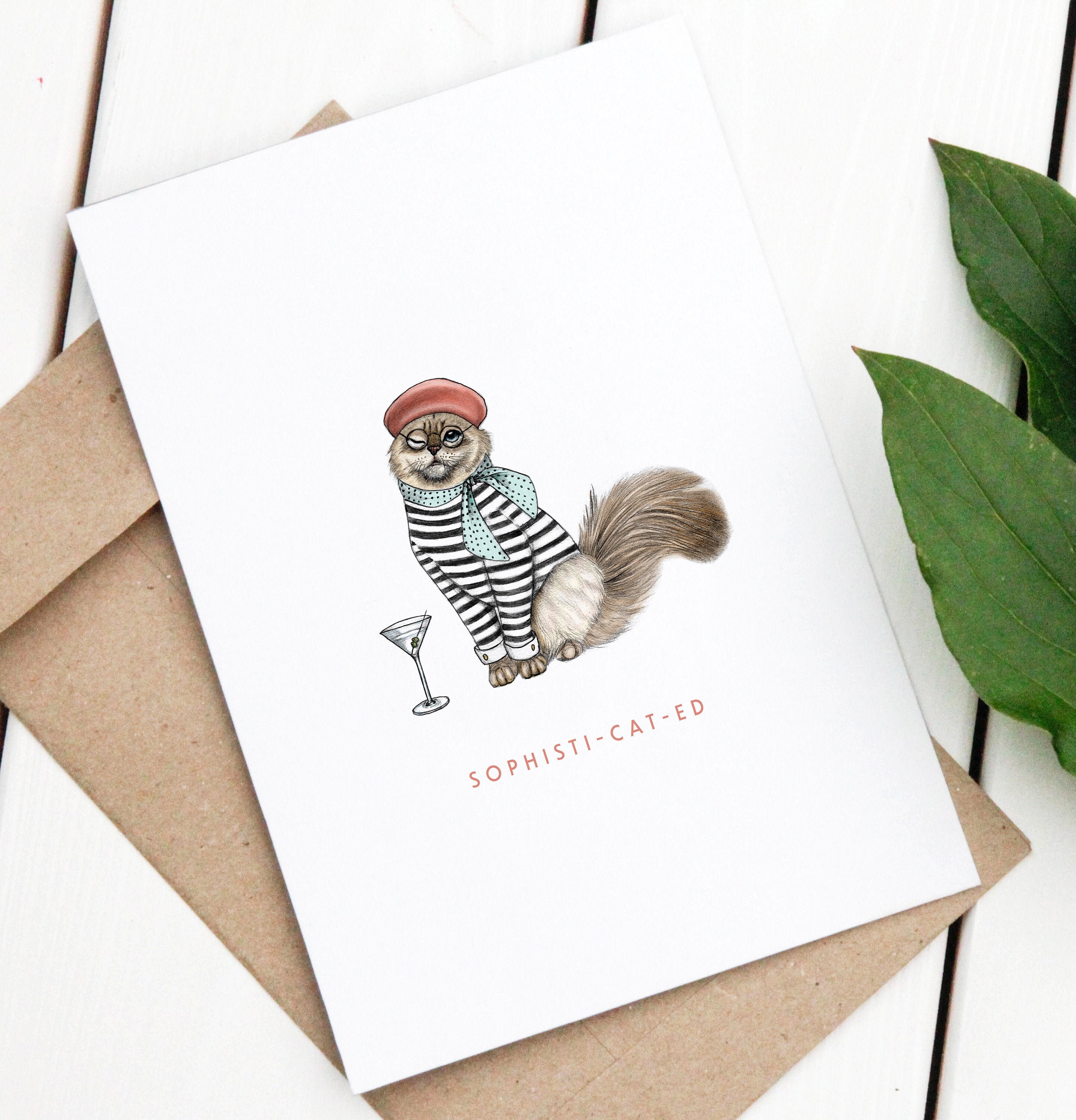 Sophisti-cat-ed Cat Card Funny Cat Card Funny Cat Cards | Etsy UK