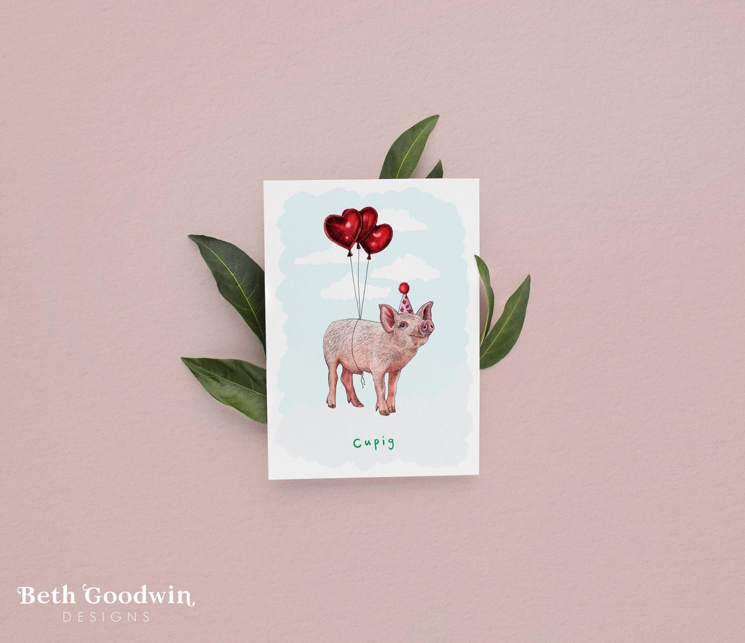 Cupig Card, Anniversary Card, Pig Cards, Cute Valentines Cards, Pig ...