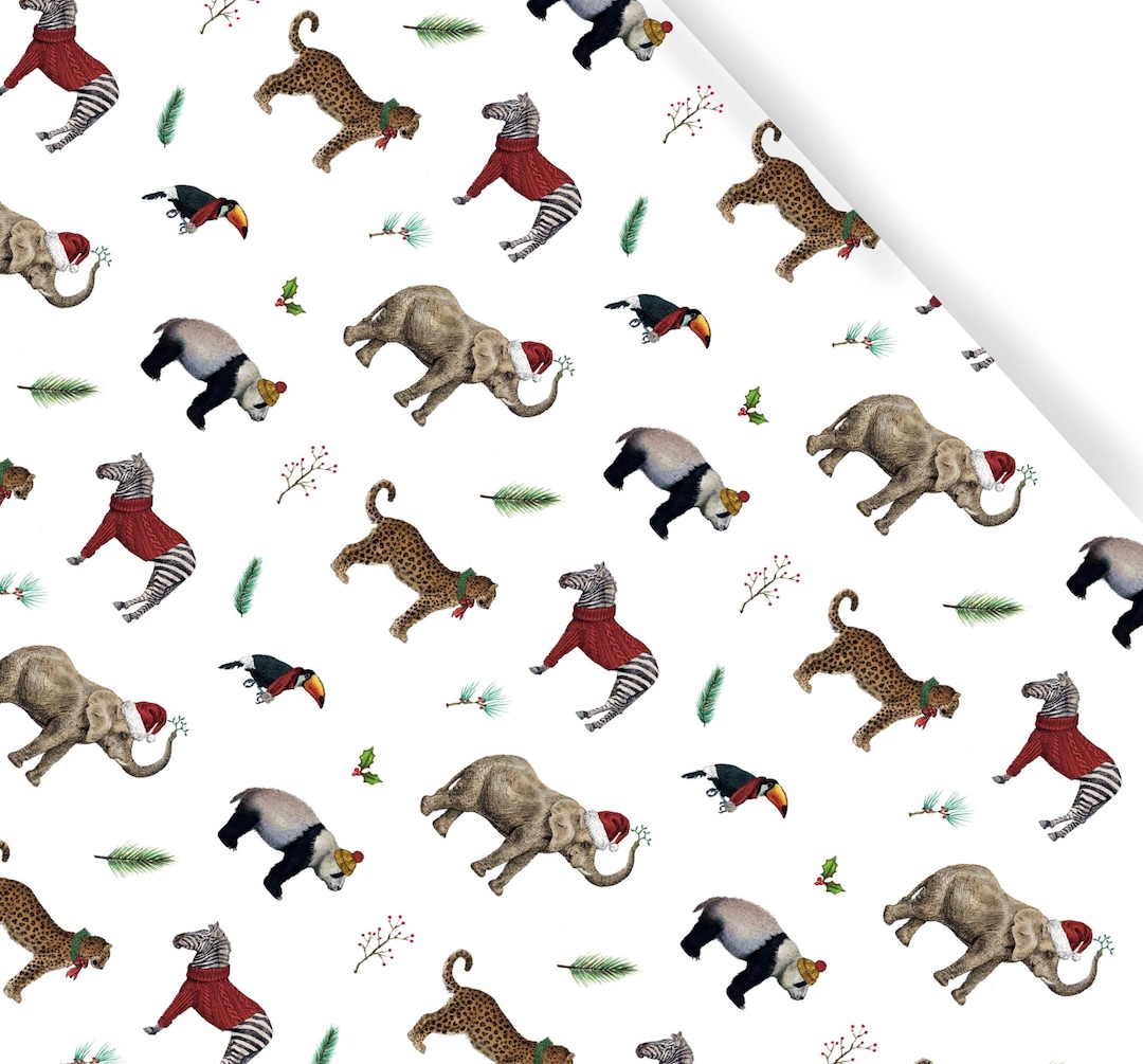Christmas Animals Gift Wrap: Safari Holiday Wrapping Paper Gift - Etsy