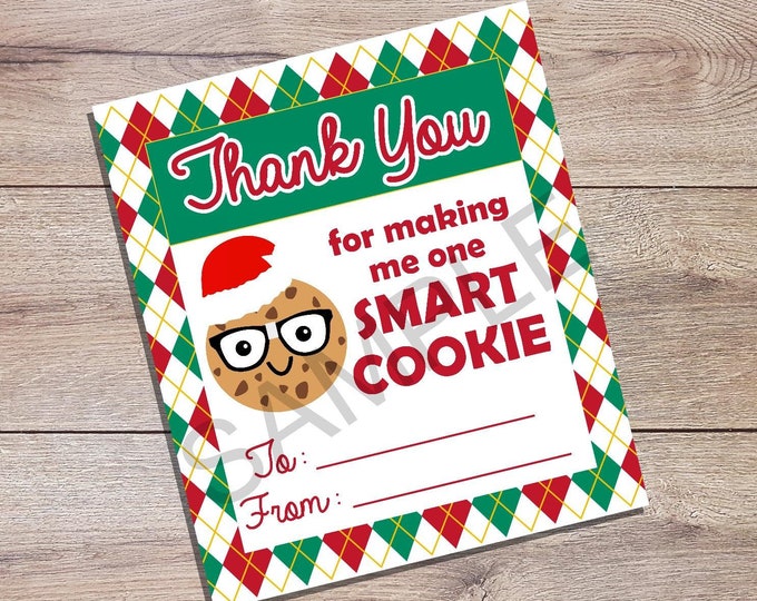 PRINTABLE Smart Cookie Gift Tags, Teacher Appreciation Tags, Christmas ...