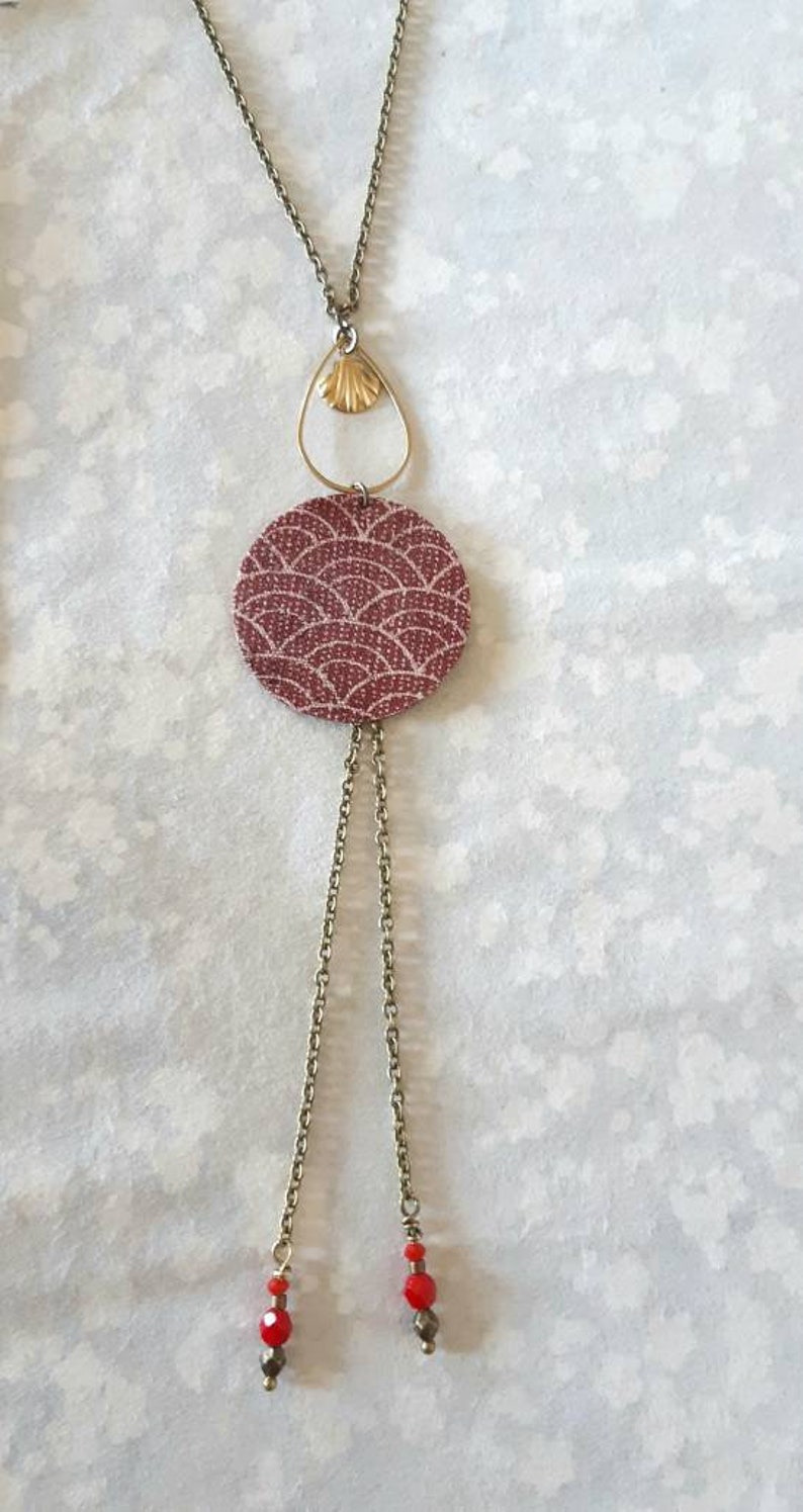 Japanese pendant necklace / traditional blue or red wave | Etsy