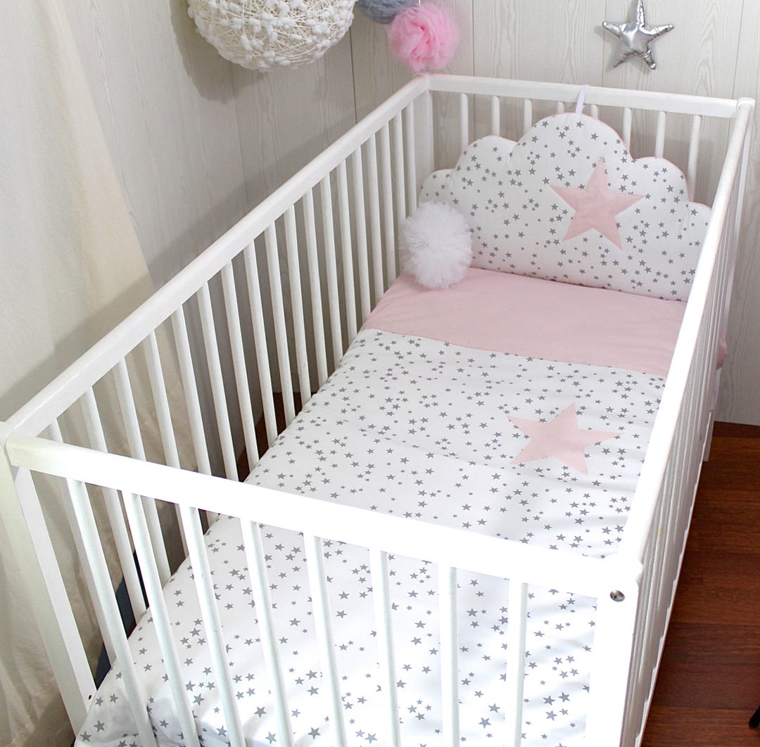 Quilt Cover for a Baby's Cot White With Grey Stars and - Etsy