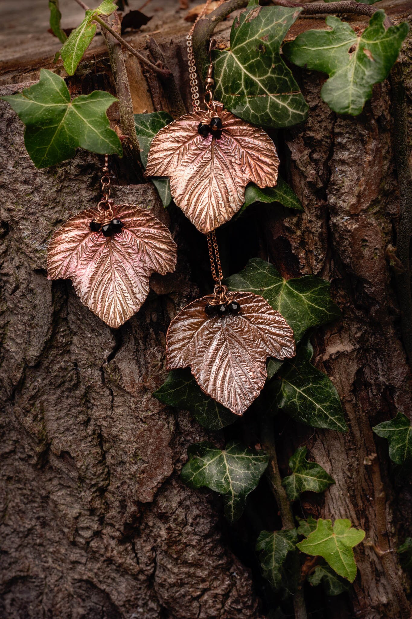 Copper Leaf Earrings: Oak Leaf, Ivy Leaf, Hop Leaf, Blackberry Leaf ...