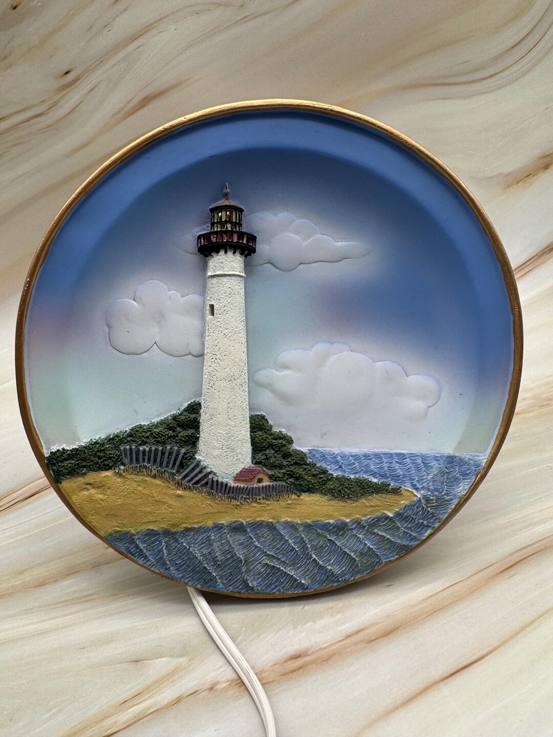 Vintage Round Decorative Seashore Cape Cod Lighthouse Plug in Lamp ...