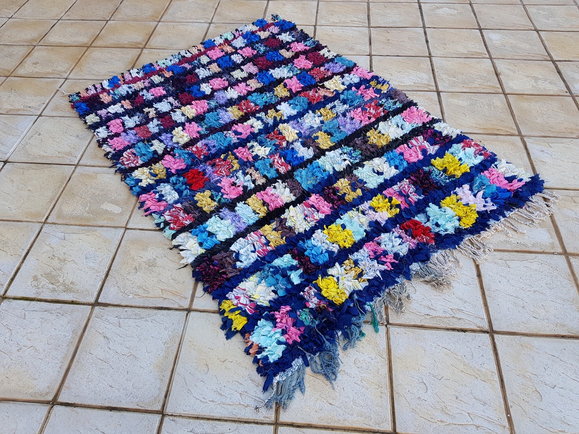 Vintage Boucherouite Rug Moroccan Rag Rug - Etsy