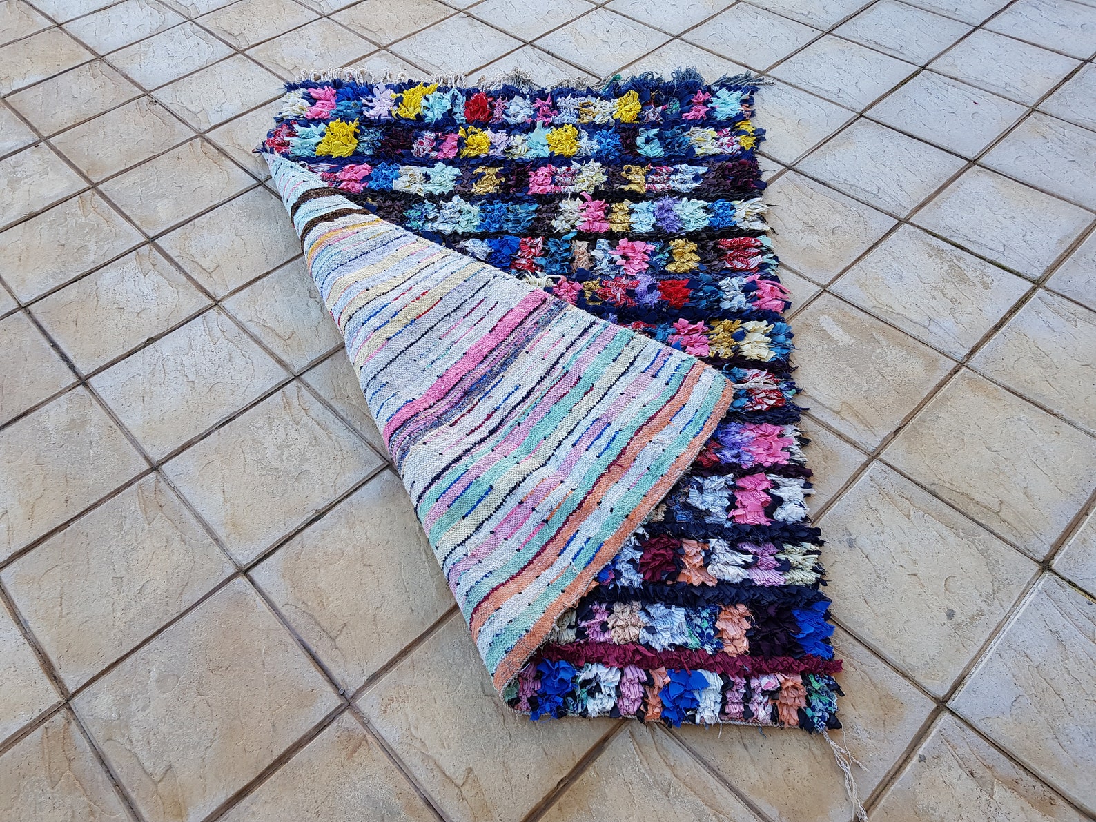 Vintage Boucherouite Rug Moroccan Rag Rug - Etsy