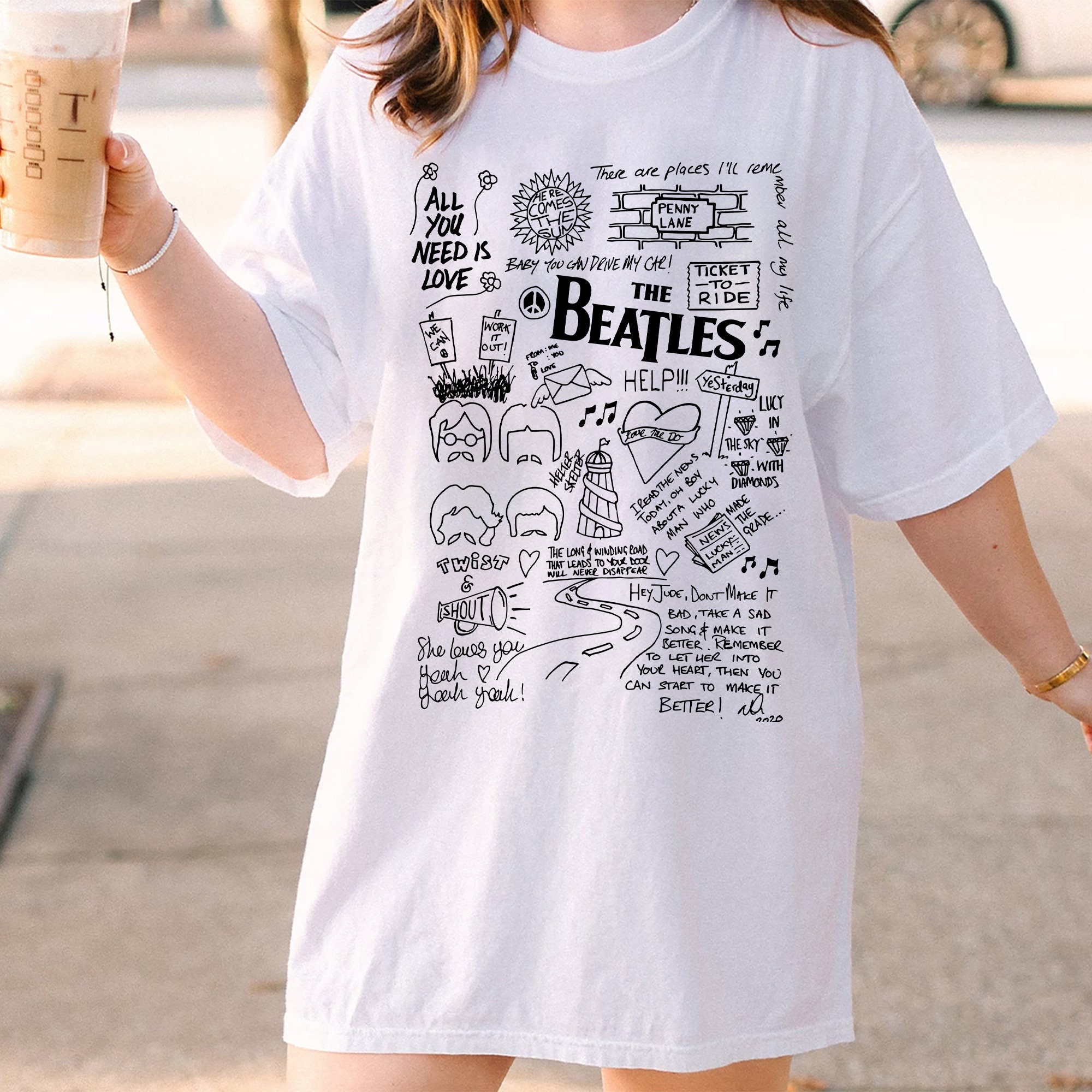 The Beatles Doodle Art Album Lyric PNG for Shirt, PNG Sublimation ...
