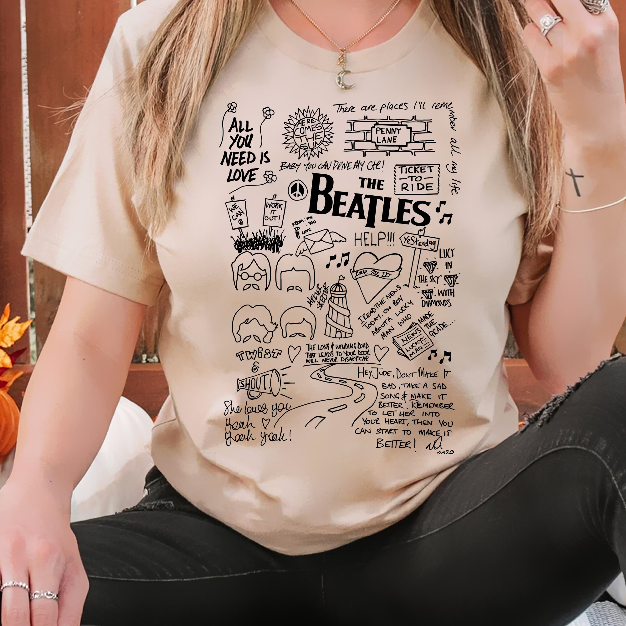 The Beatles Doodle Art Album Lyric PNG for Shirt, PNG Sublimation ...