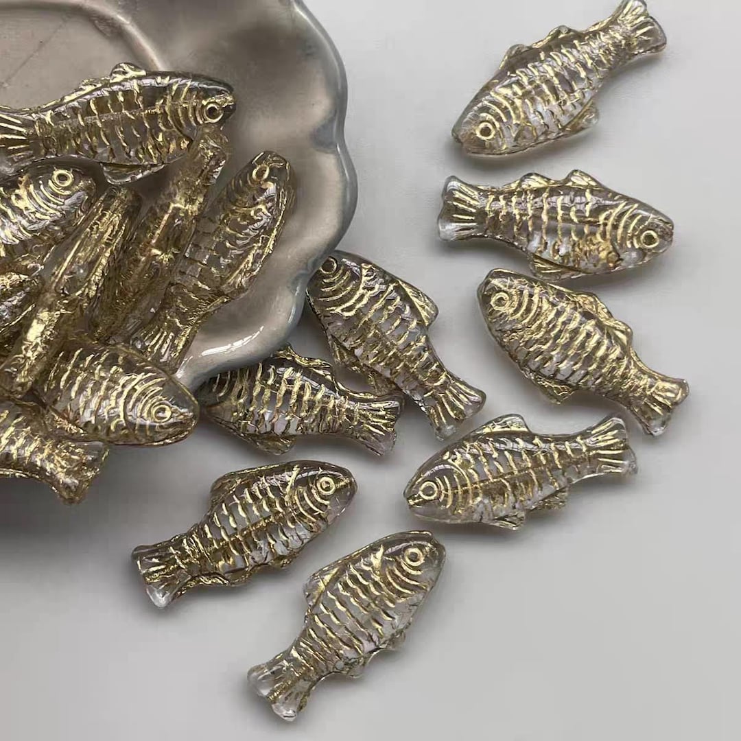 Fish Shaped Pressed Czech Glass Beads，beaded Materials, DIY Jewelry ...