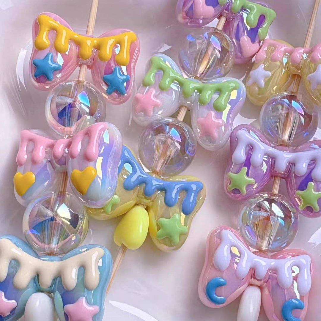 Mixed Color Acrylic Bow Beads, DIY Craft Supplies (5pcs) - Etsy