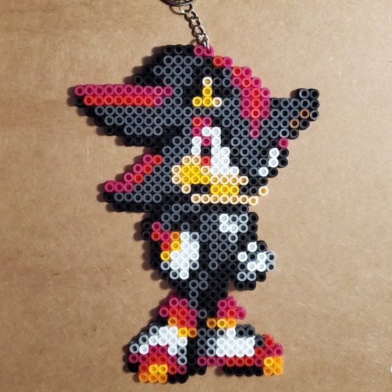 Shadow the Hedgehog Perler Bead Keychain Sonic - Etsy