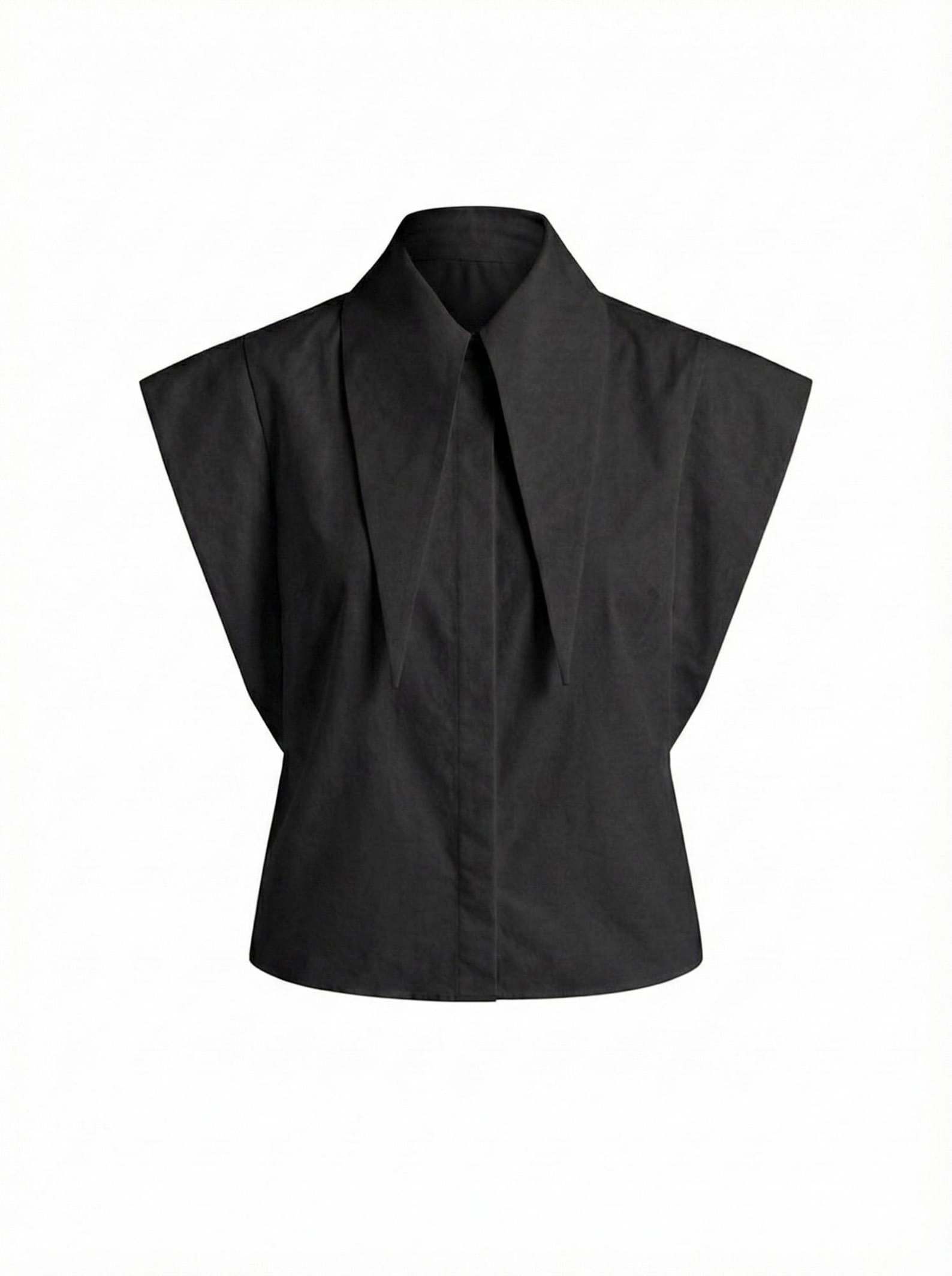 Large Pointy Collar Stylish Top, Elegant Sleeveless Shirt, Statement ...