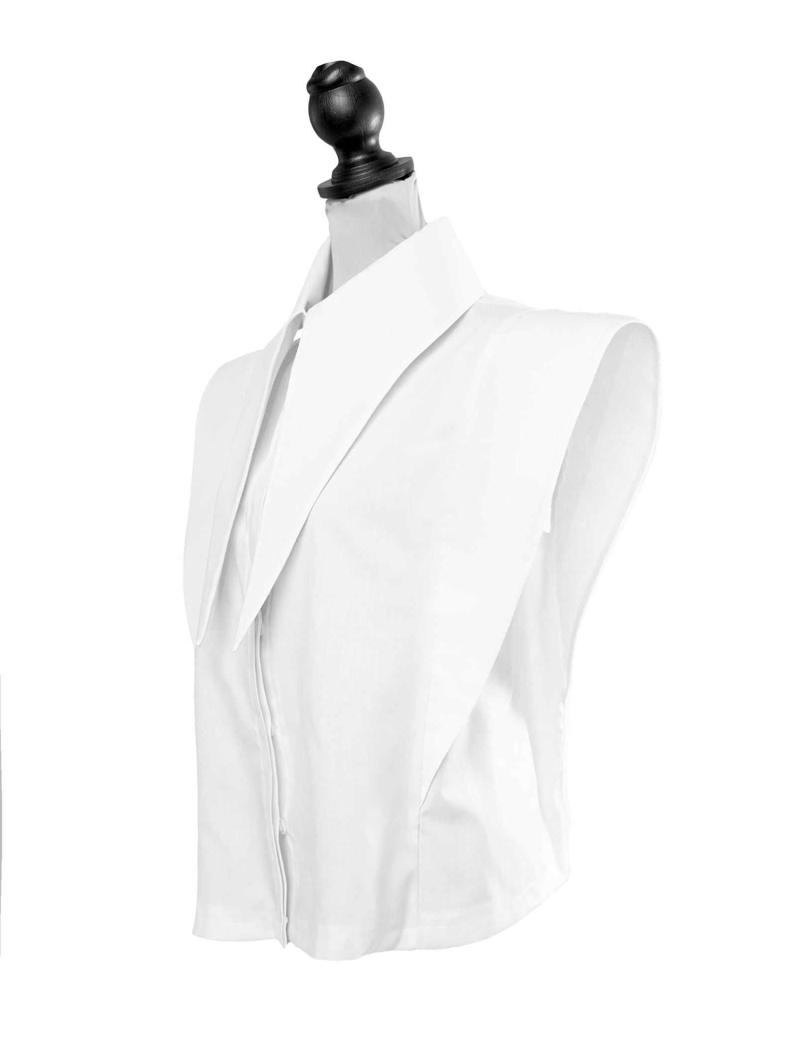 Large Pointy Collar Stylish Top, Elegant Sleeveless Shirt, Statement ...