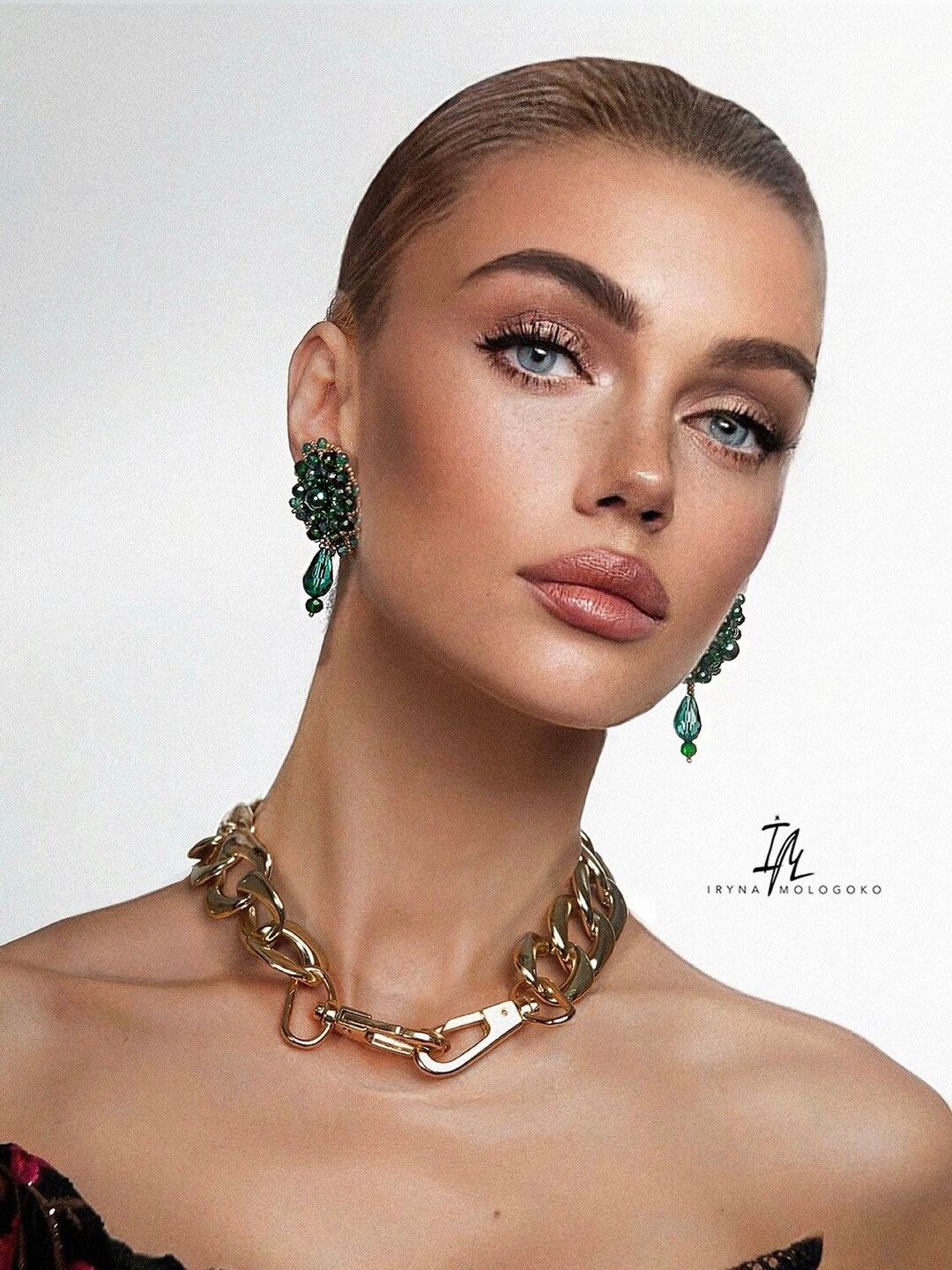 Green Emerald Earthy Stud Earrings Hand Beaded for Women, Statement ...