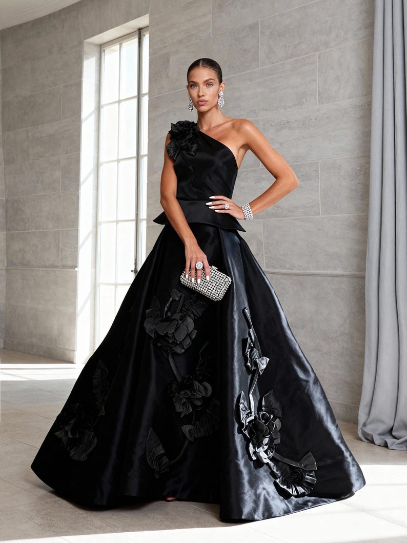 Couture Wedding Gown: 3D Flower 3-piece Gown SET, Handmade in USA - Etsy