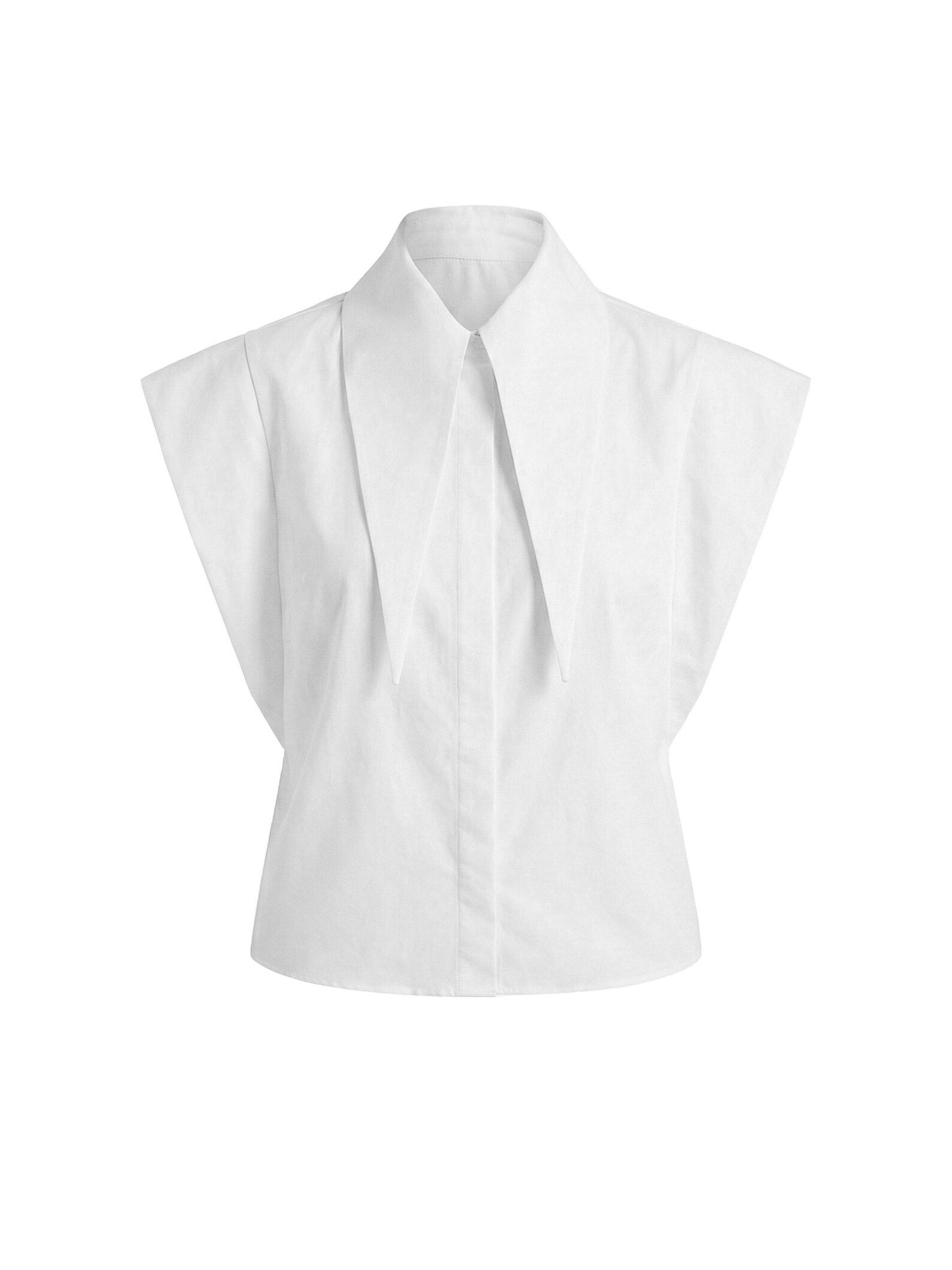 Large Pointy Collar Stylish Top, Elegant Sleeveless Shirt, Statement ...
