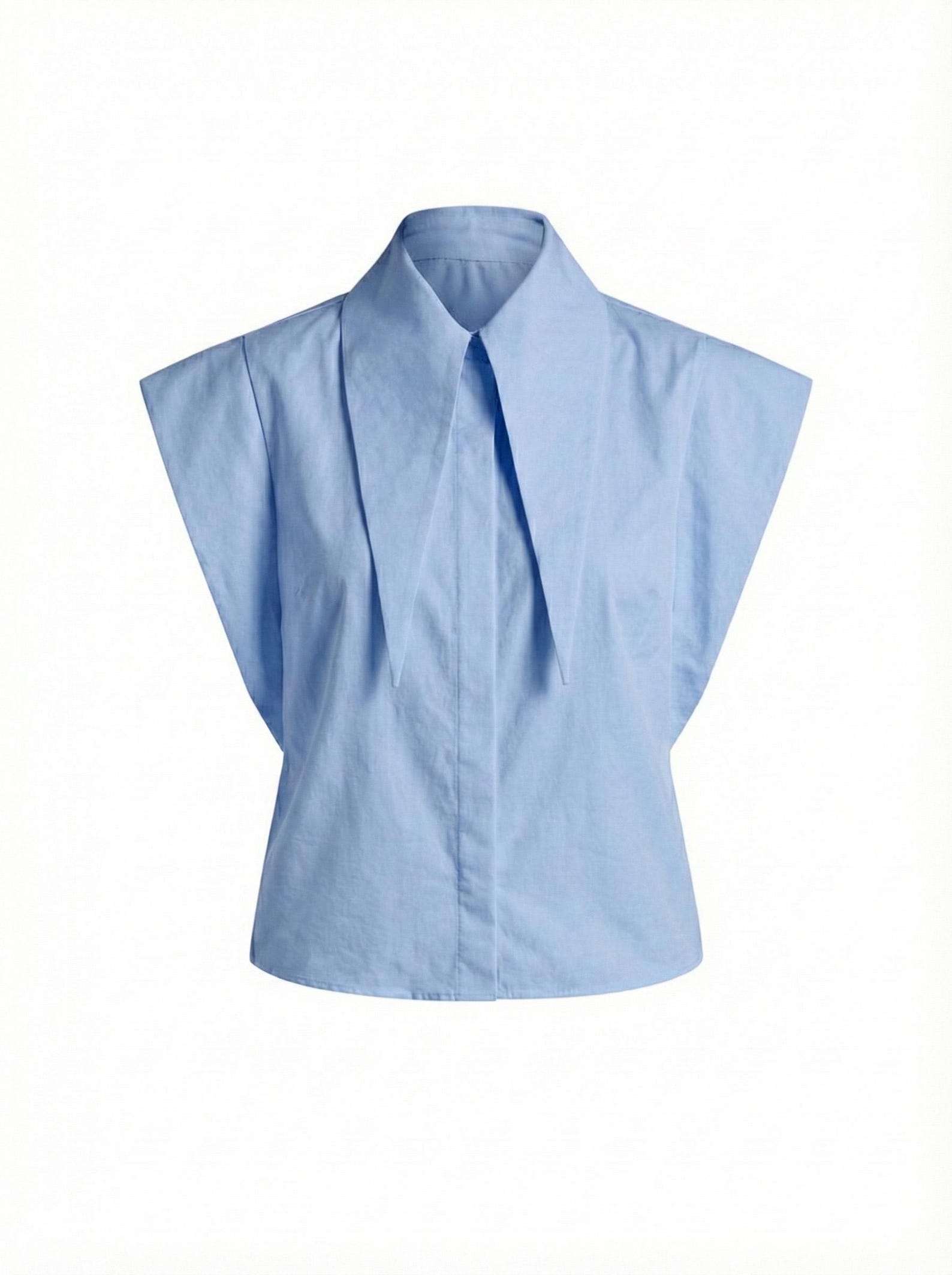 Large Pointy Collar Stylish Top, Elegant Sleeveless Shirt, Statement ...