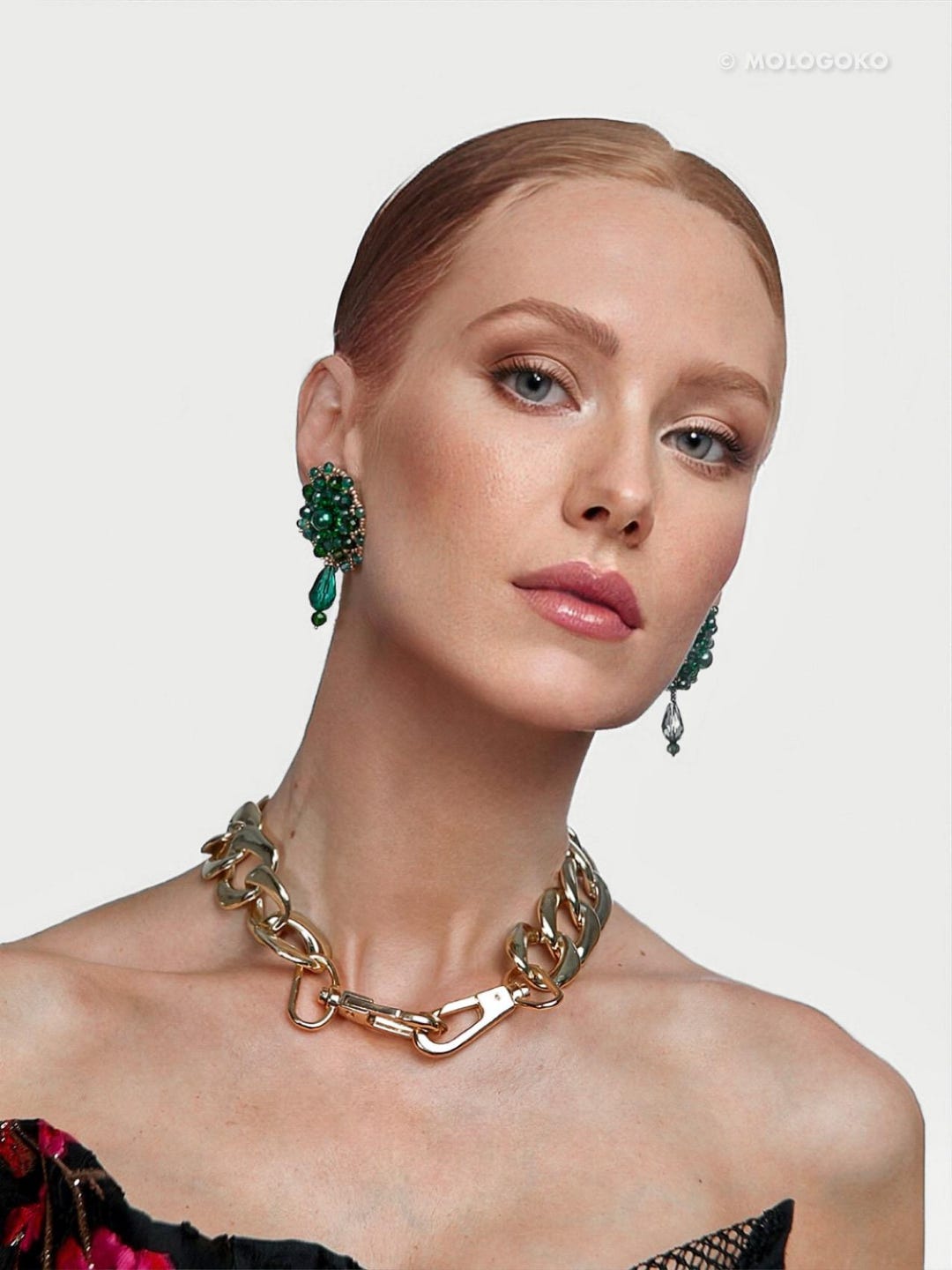 Green Emerald Earthy Stud Earrings Hand Beaded for Women, Statement ...