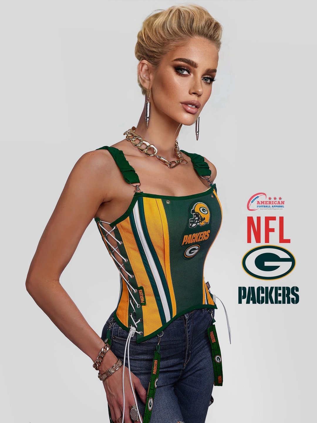 NFL Apparel Green Bay PACKERS Football Team Corset Bustier Top ...