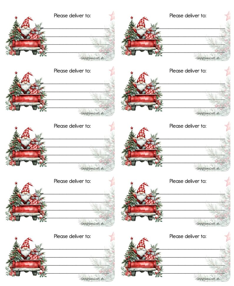 Christmas Truck and Gnome PDT Labels - Etsy