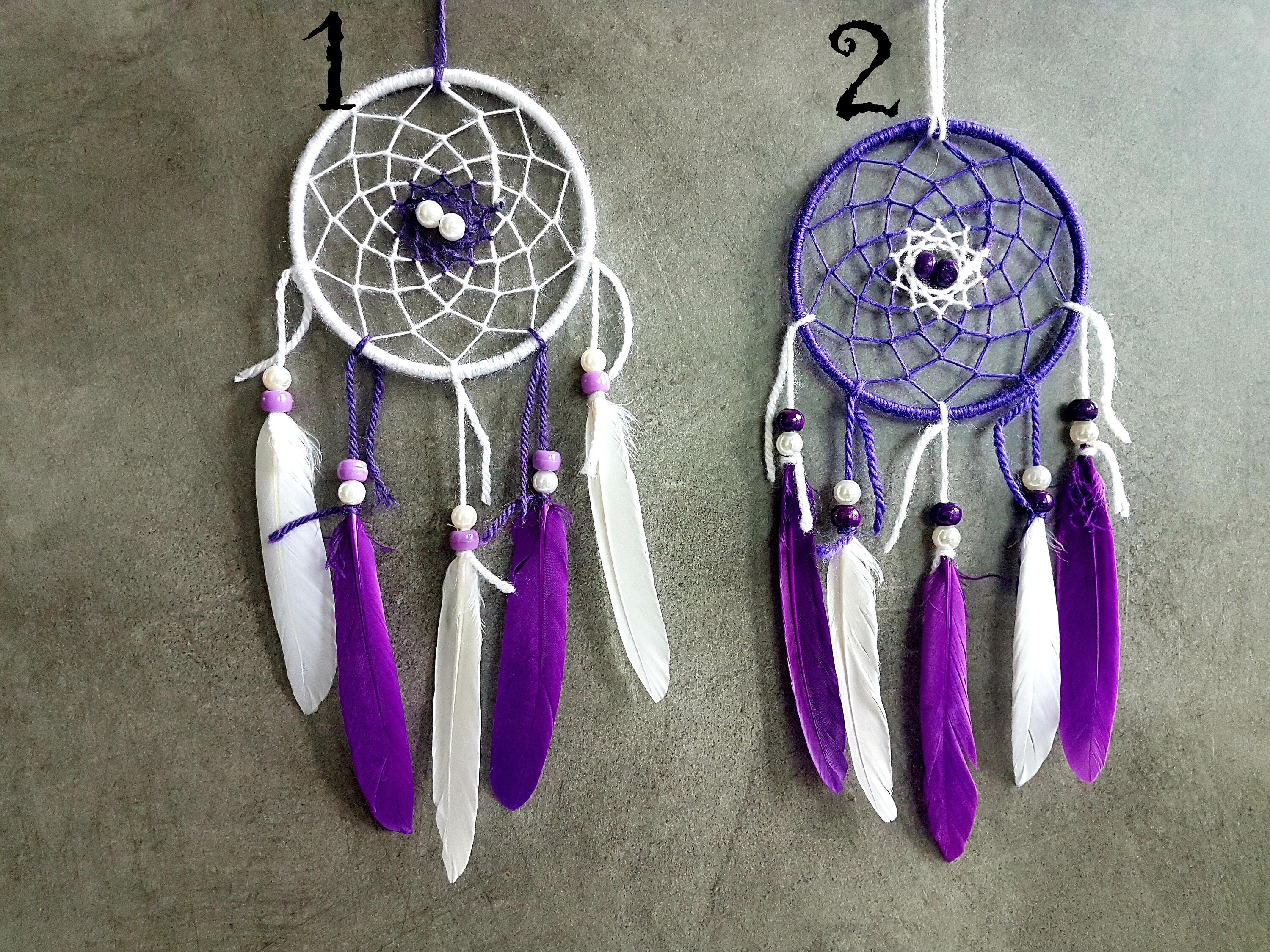 Atrapa sueños hechos a mano dreamcatcher púrpura y blanco | Etsy