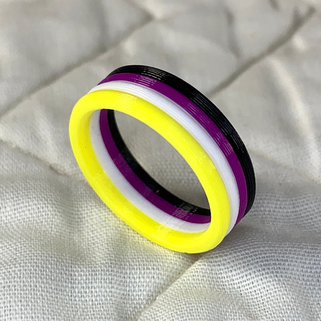 3d-printed Non-binary Flag Ring 4-color Finger Band - Etsy