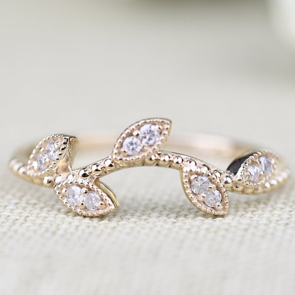 Leaf Diamond Ring - Etsy