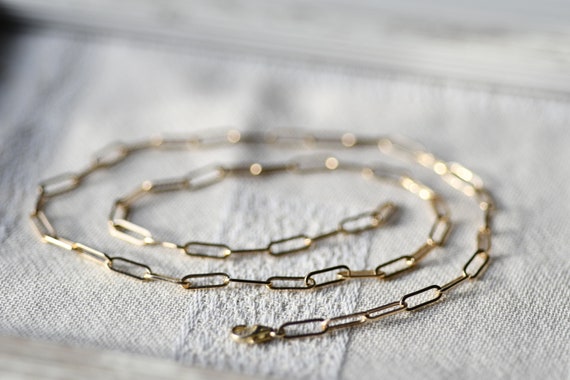 Vintage Paper Clink Link Solid 14K Yellow Gold Chain | Etsy
