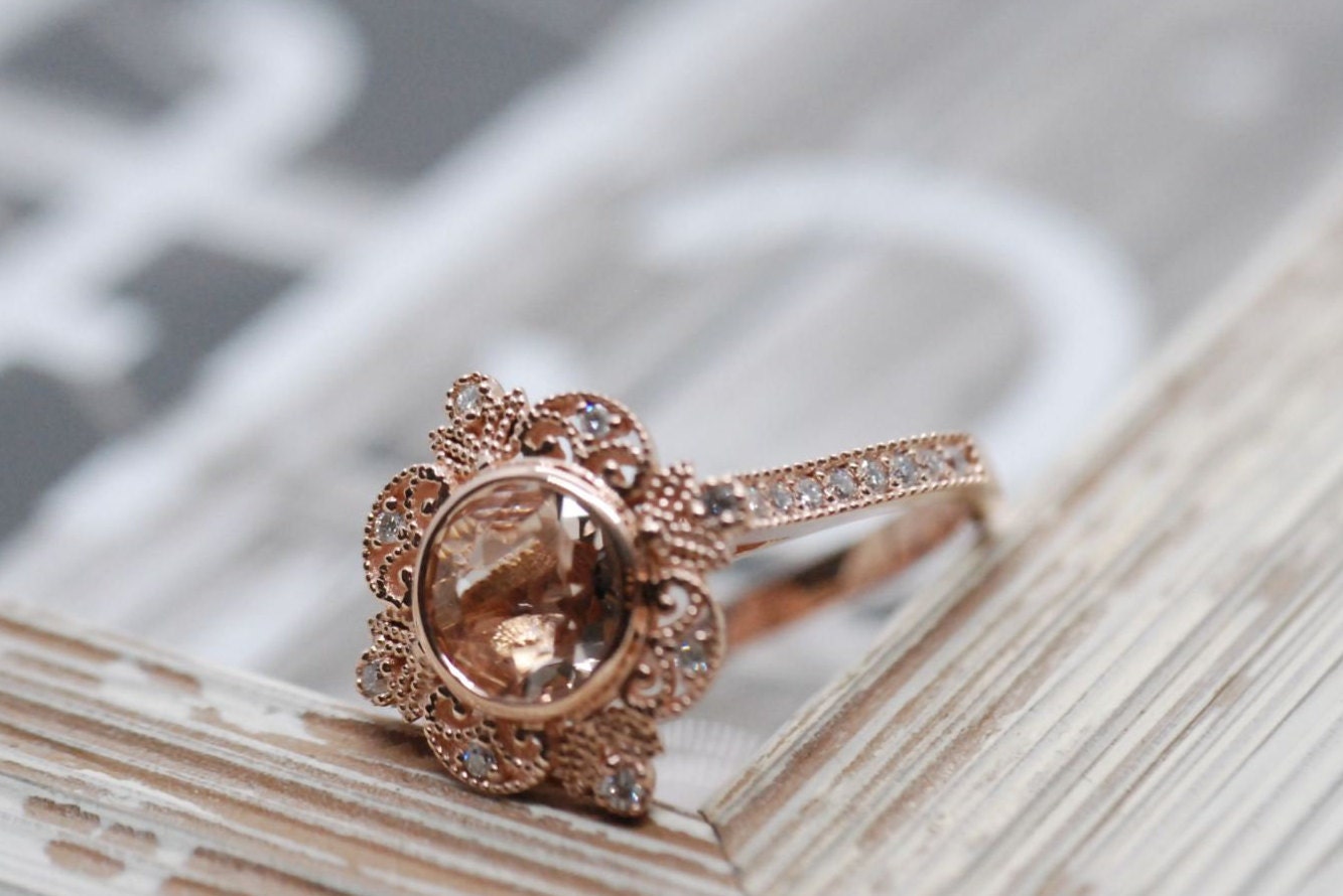 Anillo de compromiso floral Impresionante magnolia flor rosa | Etsy