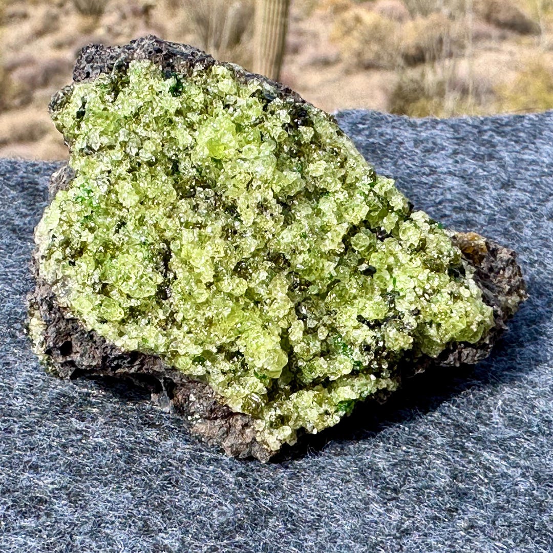 Raw Peridot in Basalt, Forsterite, Olivine Mineral Specimen, August ...